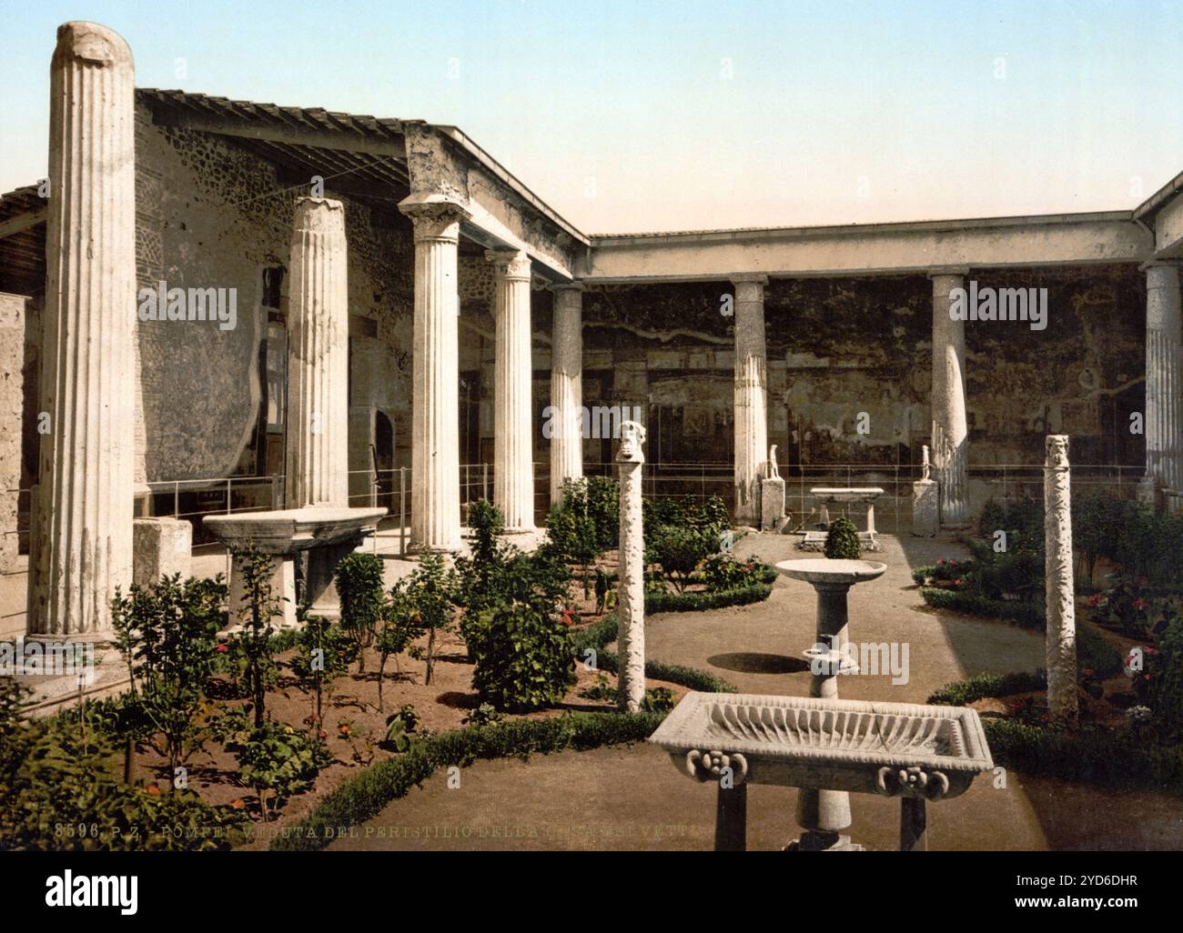 Peristyle of the House of Vetti, Pompeii, Italy, Historic, digitally ...