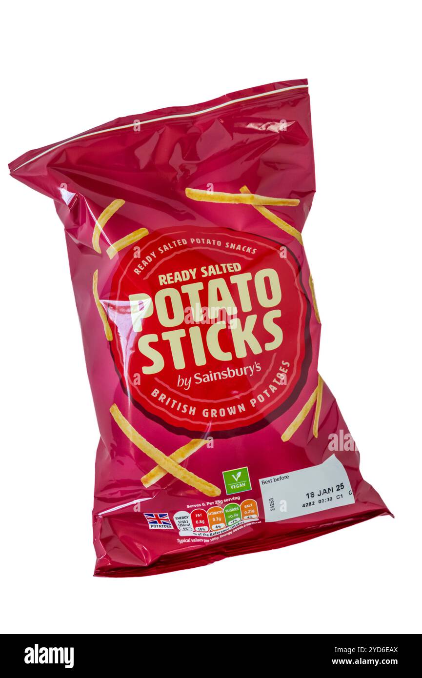 A packet of Sainsburys ready Salted Potato Sticks Stock Photo - Alamy
