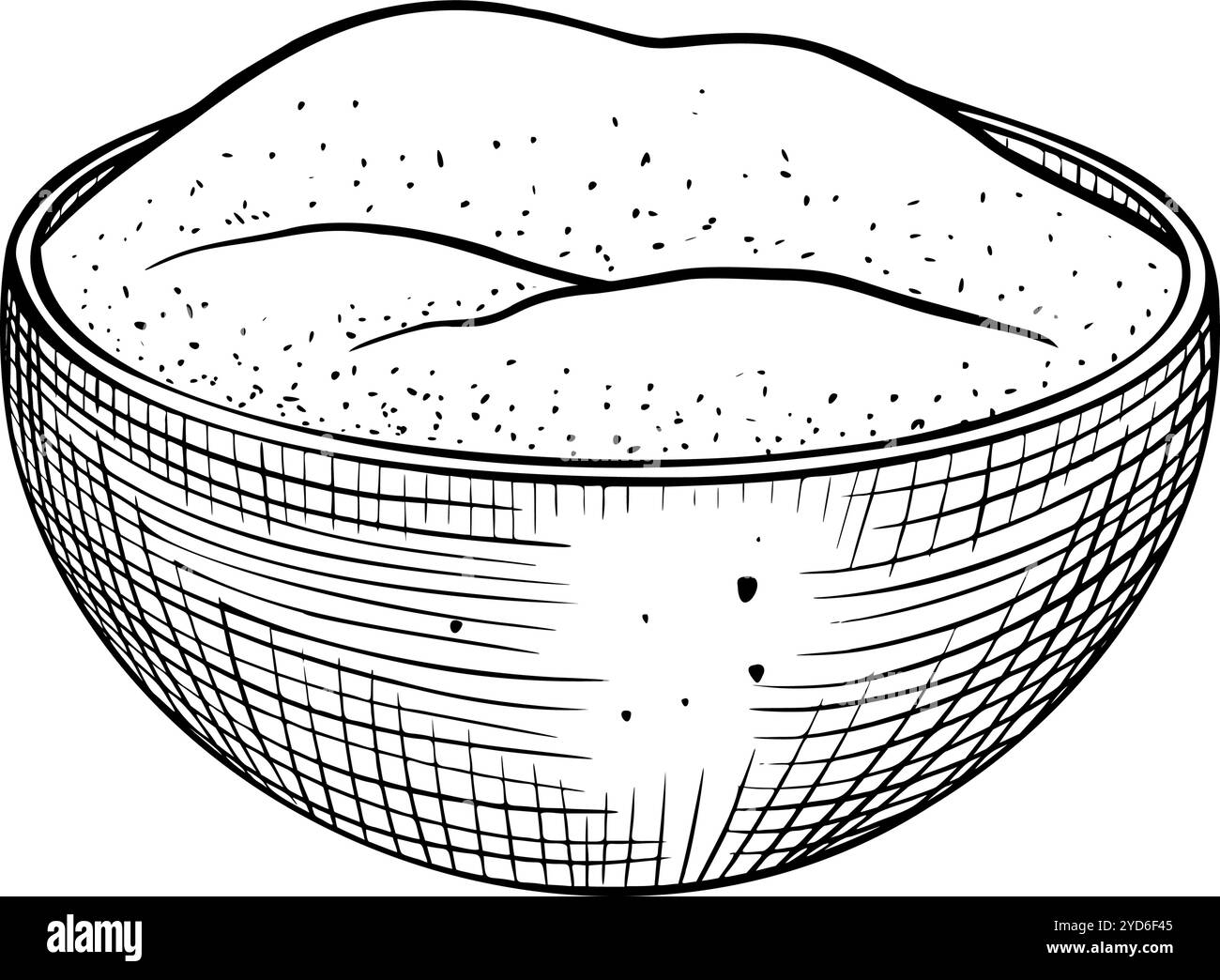 Bowl of Flour vector illustration. Drawing of dish with curd or sour ...