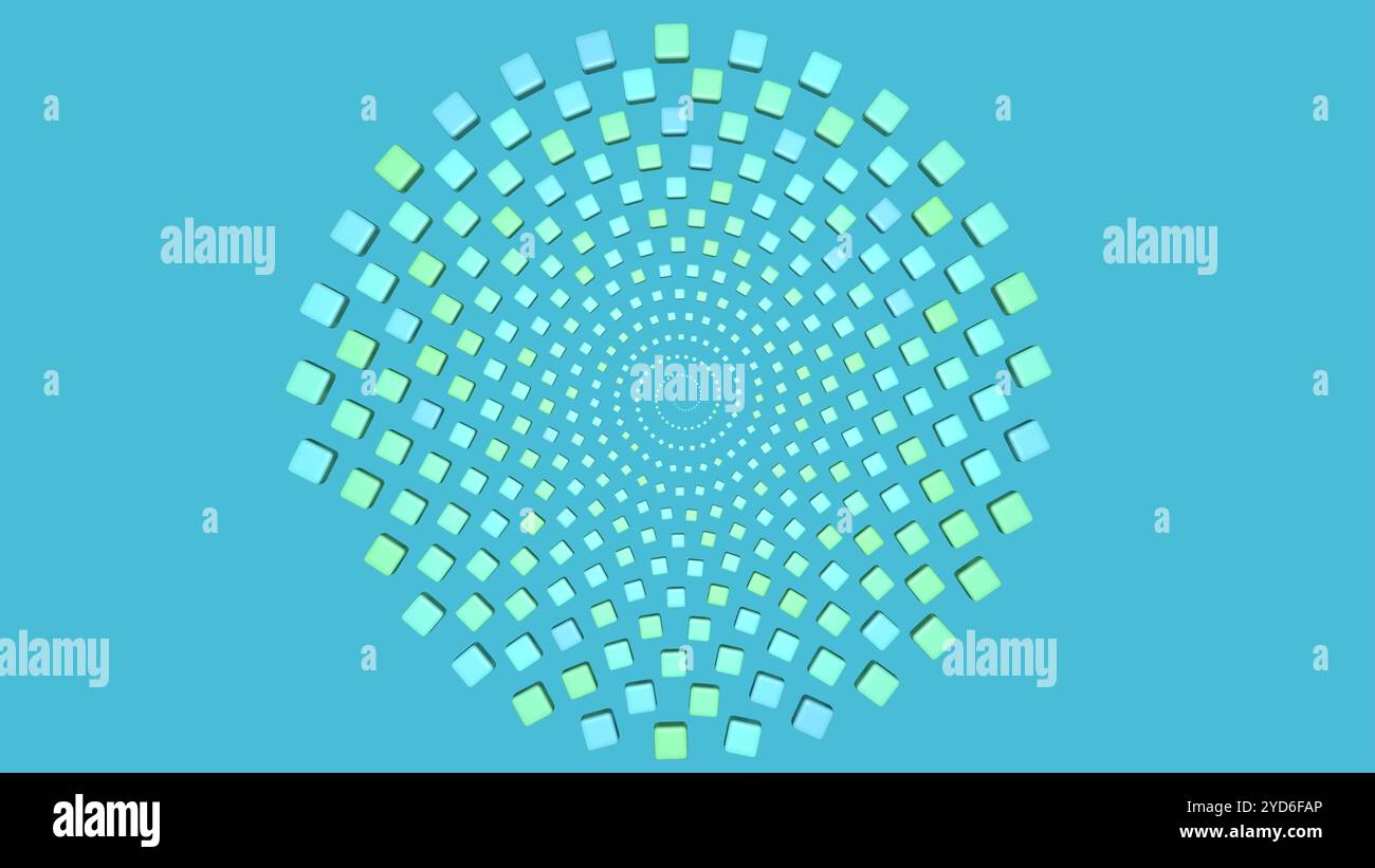 abstract green blue cubes arranged in a spiral pattern Stock Photo - Alamy