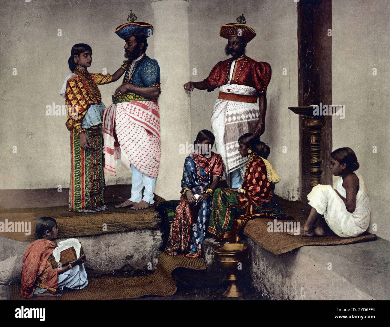 Ceylon, group of Singhalese Nobilities , Historic, digitally restored ...