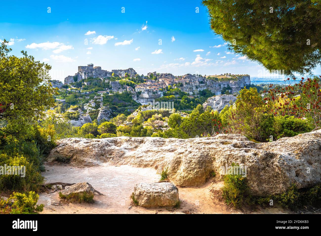 Les Baux de Provence scenic town on the rock view, southern France ...