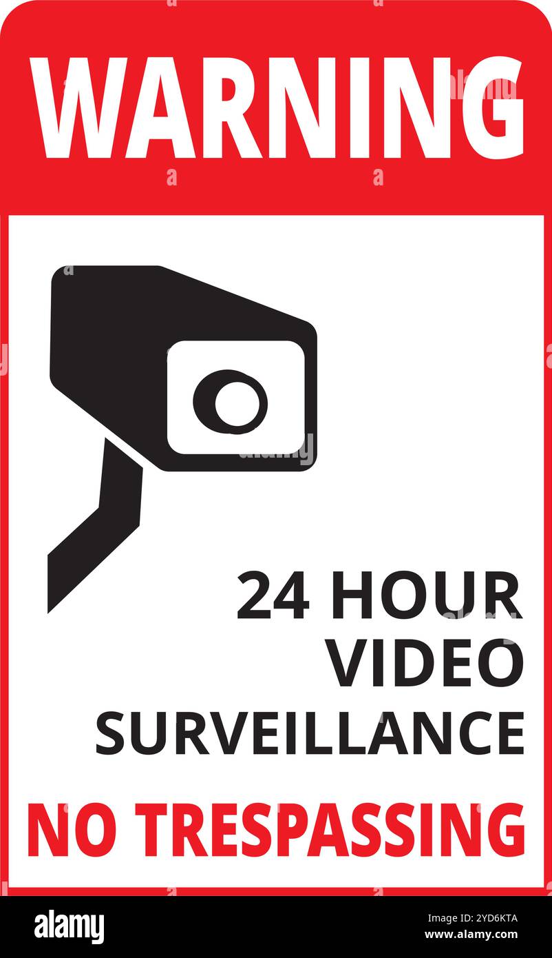24 hour video surveillance banner on a white background Stock Vector ...