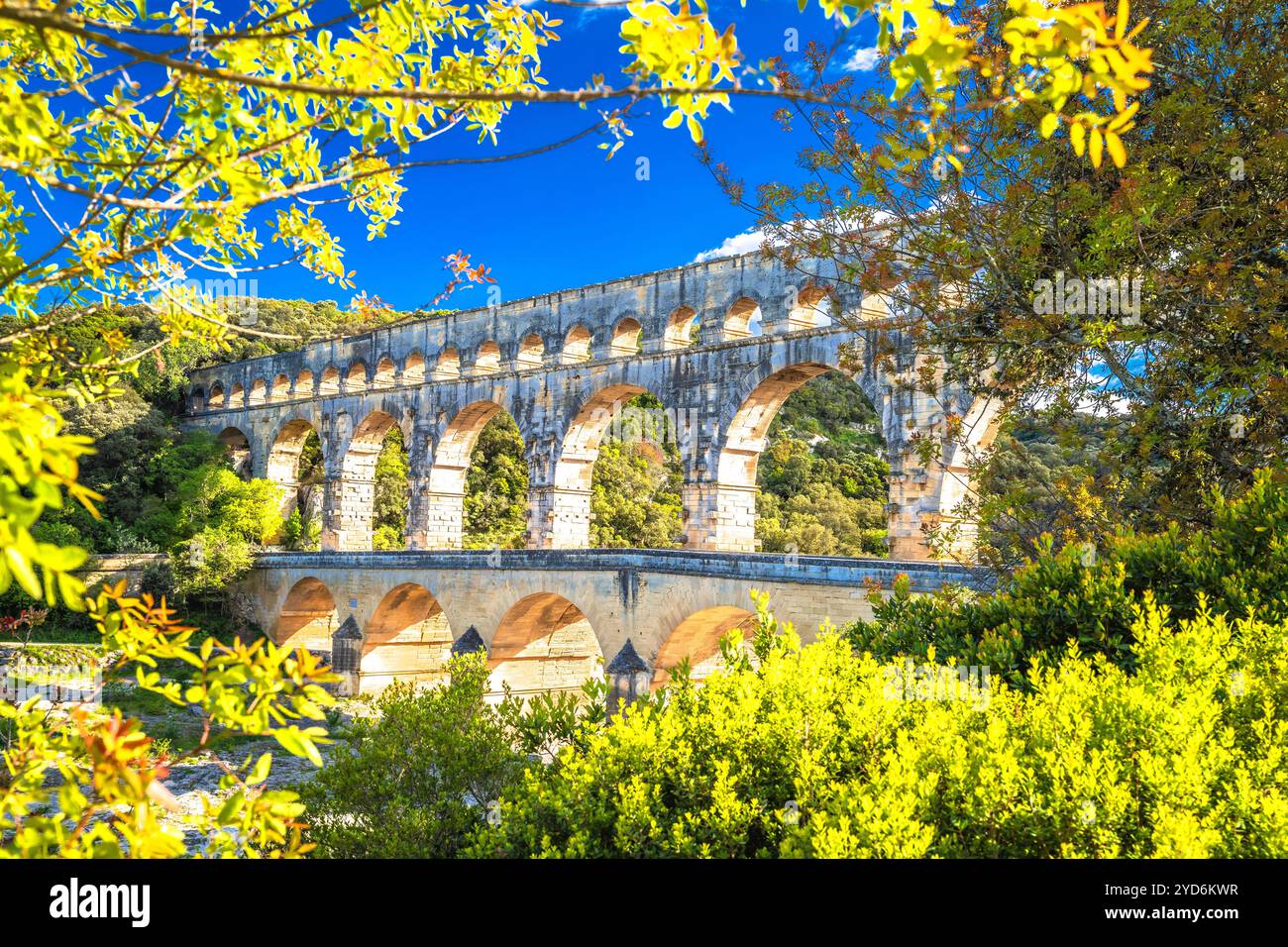 The Pont du Gard ancient Roman aqueduct bridge built in the first ...