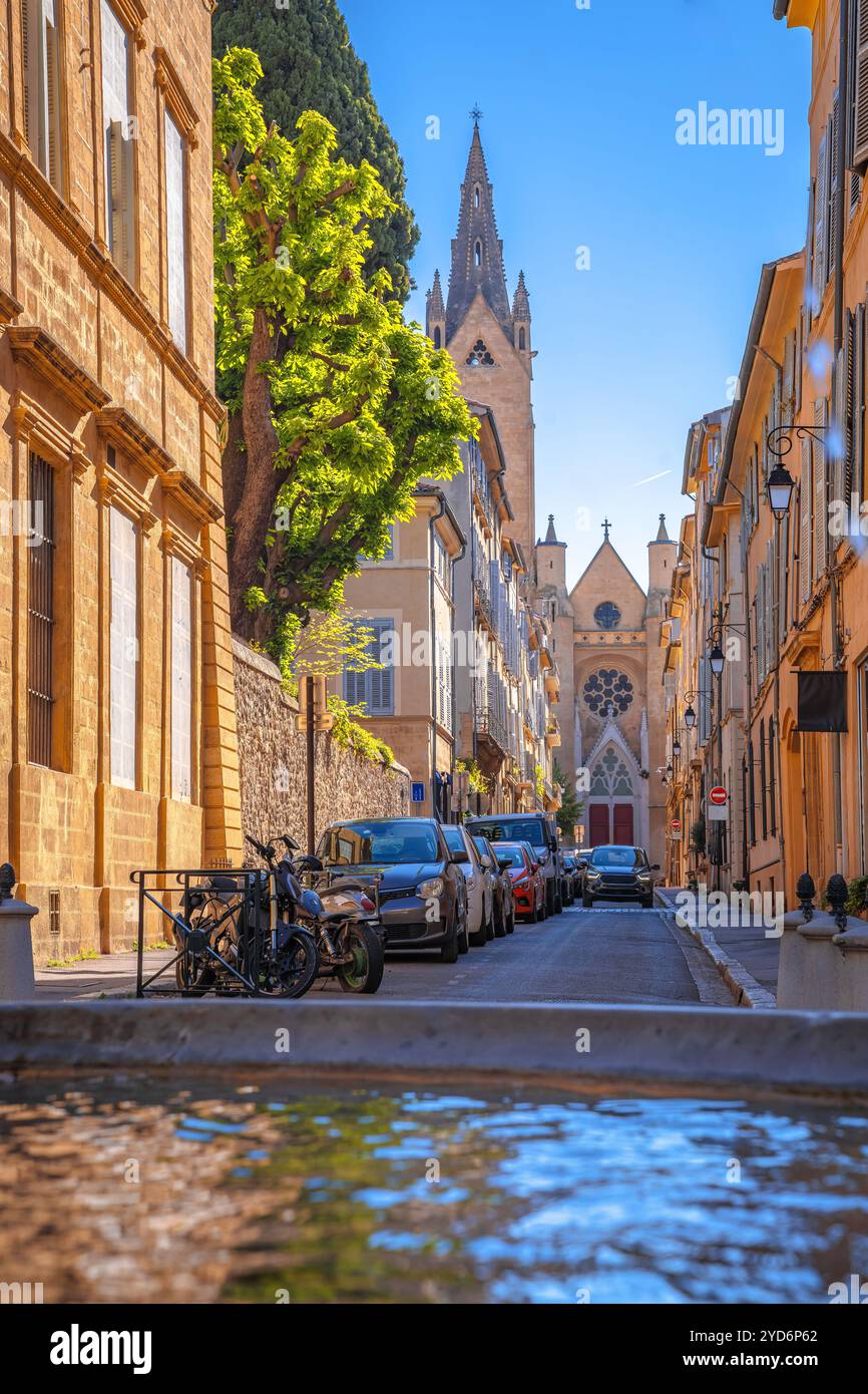 Aix En Provence scenic alley and church view Stock Photo - Alamy