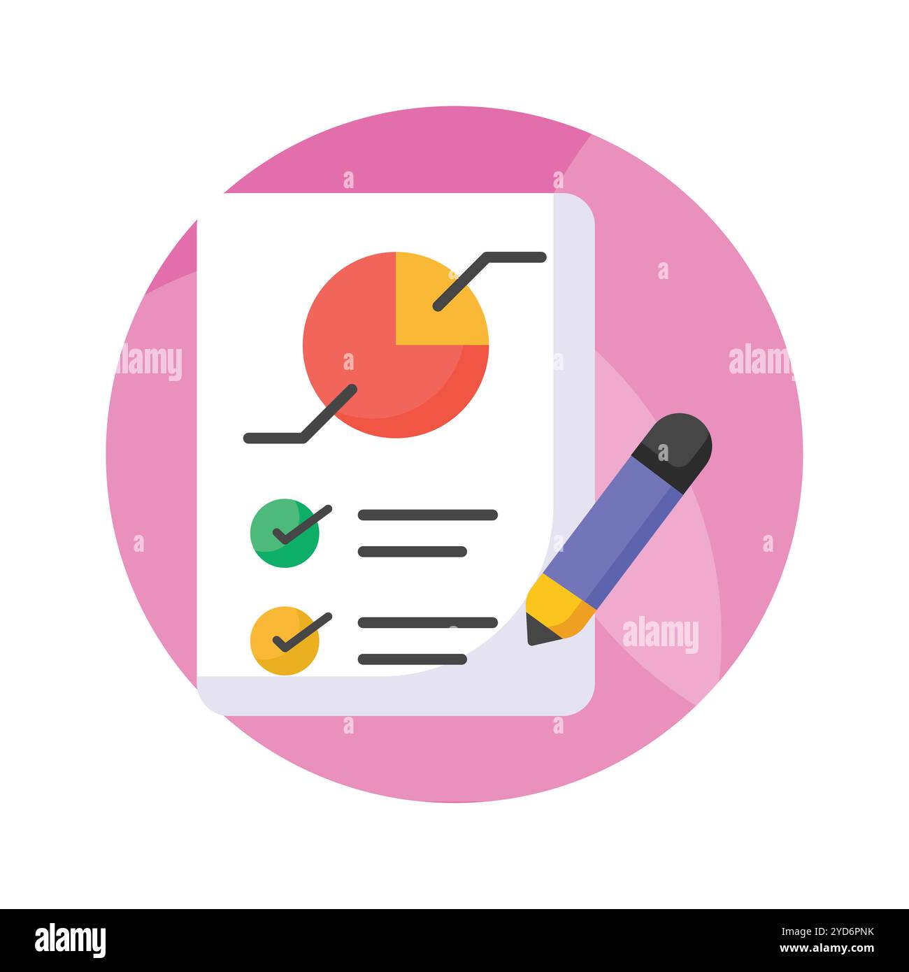 Bar chart on clipboard with pencil showing concept icon of Market ...