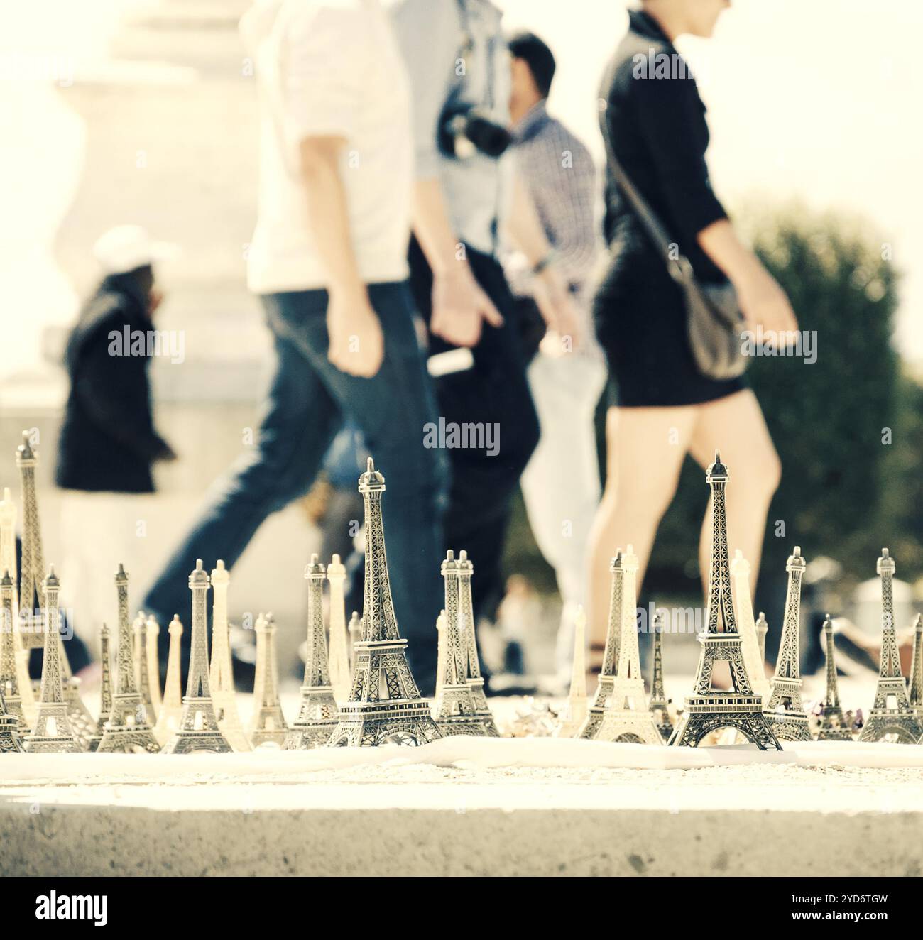 Paris, France. Eiffel tower statuettes for sale near Louvre museum and ...