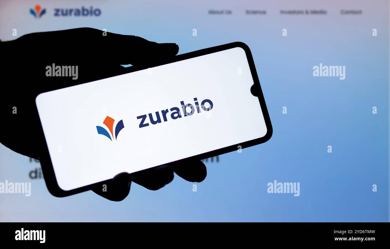 Dhaka, Bangladesh- 14 May 2024: Zura Bio logo is displayed o smartphone ...