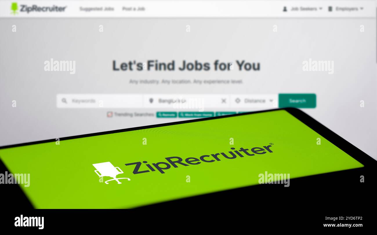 Dhaka, bangladesh- 14 May 2024: ZipRecruiter logo is displayed on ...