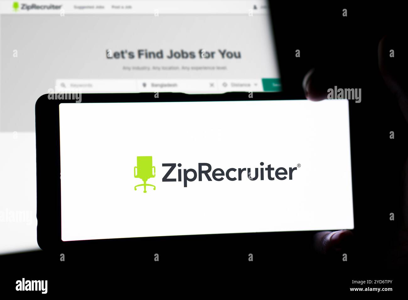 Dhaka, bangladesh- 14 May 2024: ZipRecruiter logo is displayed on ...