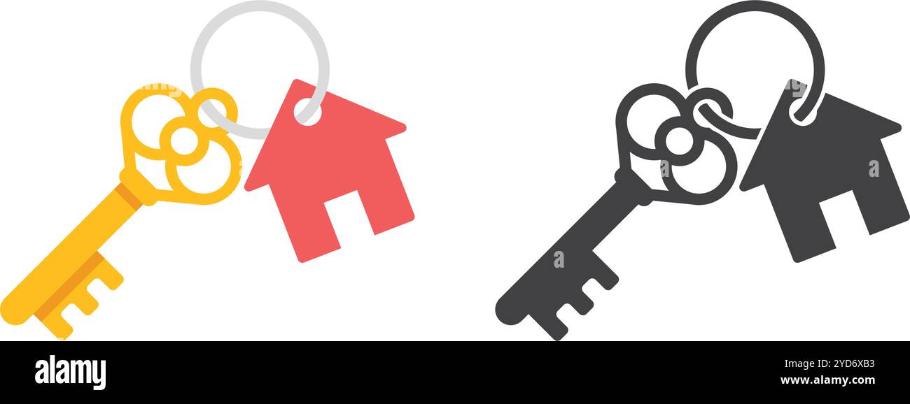 Key icon in flat style. Security vector illustration on isolated ...