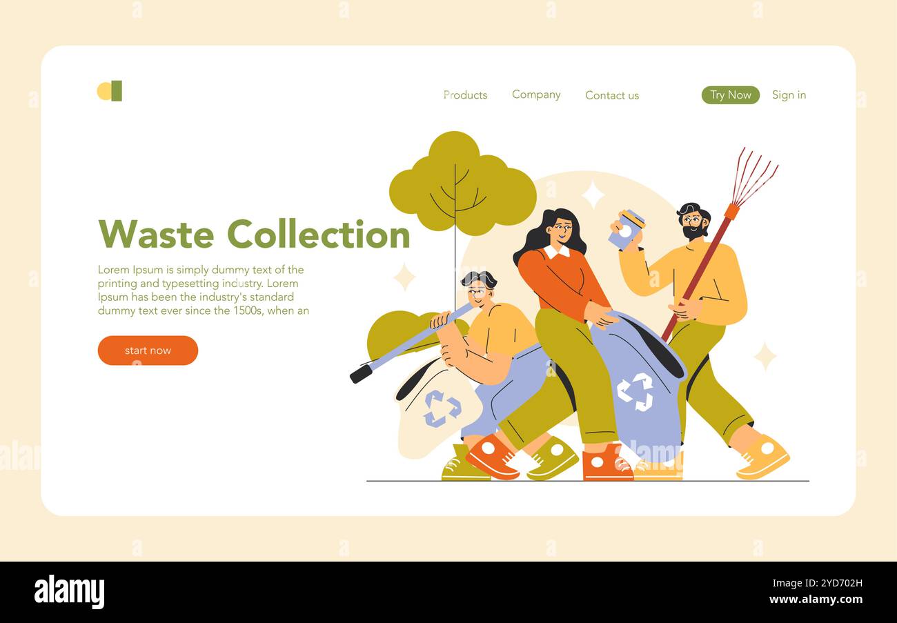Waste Collection concept. Team of people engaging in recycling ...