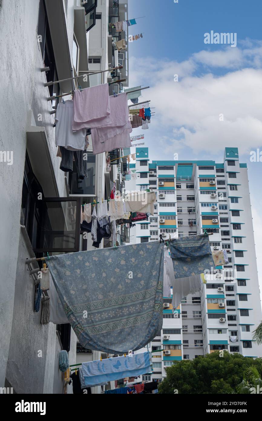 Clothing drying outside the residential building in Marine Parade ...