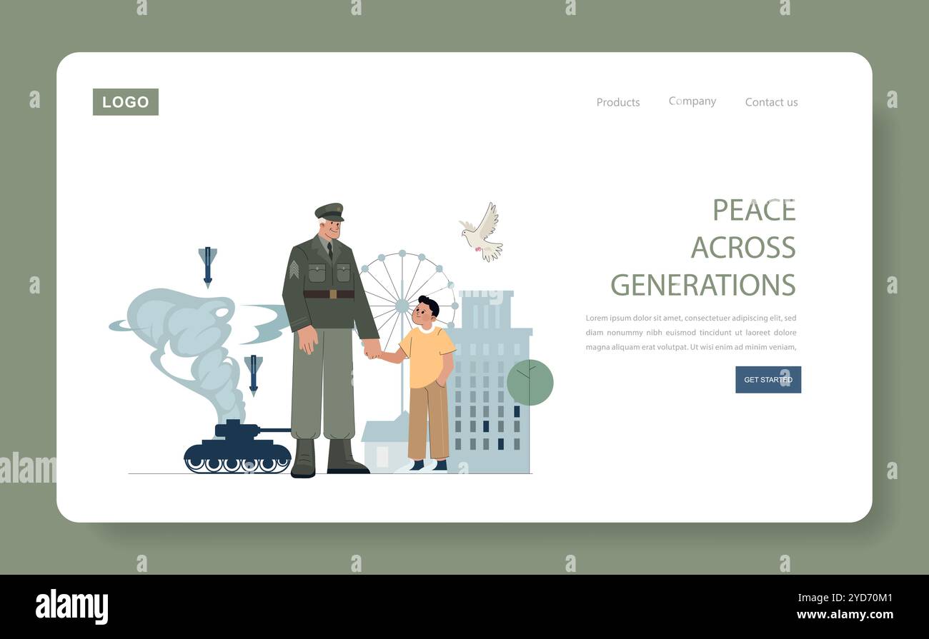 A veteran and child handshake depicting peace across generations with ...