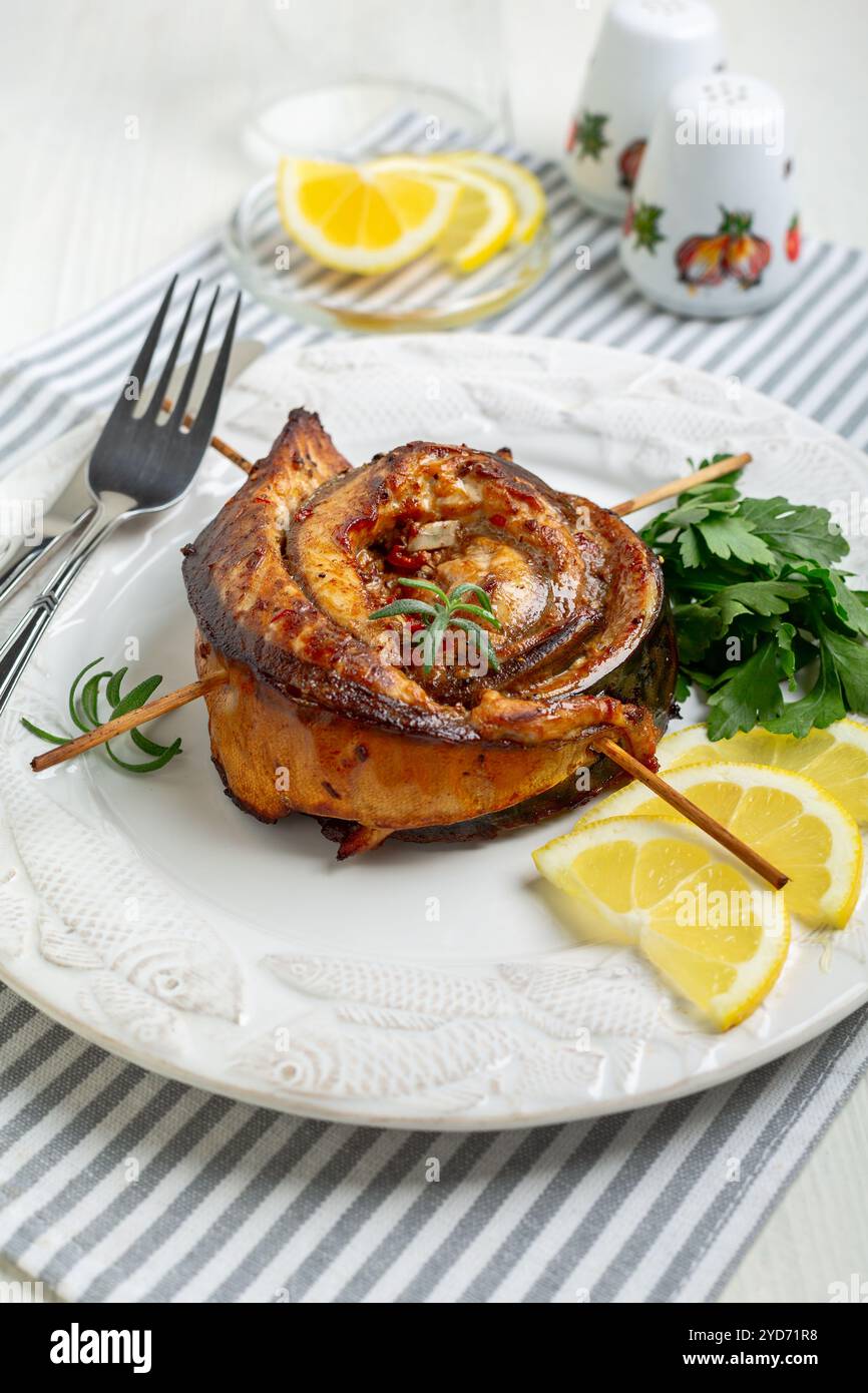 Baked mackerel fillet Stock Photo - Alamy