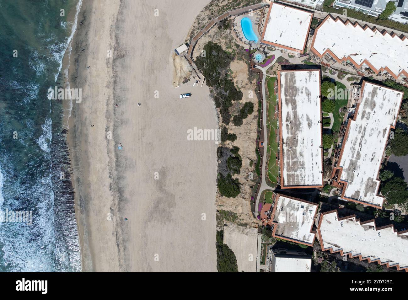 Aerial view of Del Mar Shores, California coastal cliffs and House with ...