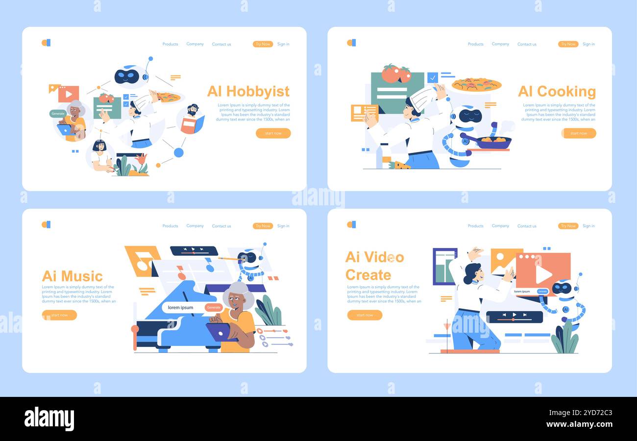 AI Hobbyist set. Diverse activities enhanced by artificial intelligence ...