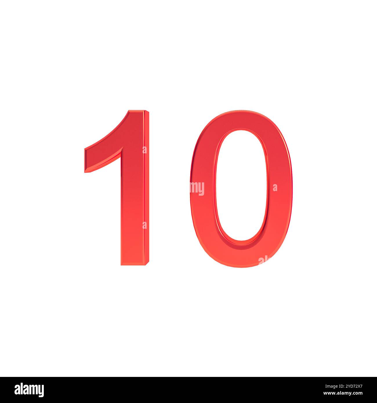 Number 10 sign, 3d red number ten symbol isolated on white background ...