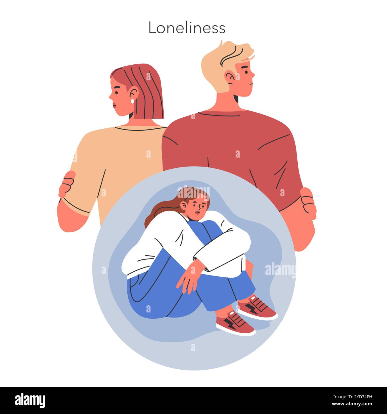 Emotional distance concept. A woman feeling alone despite being in a ...