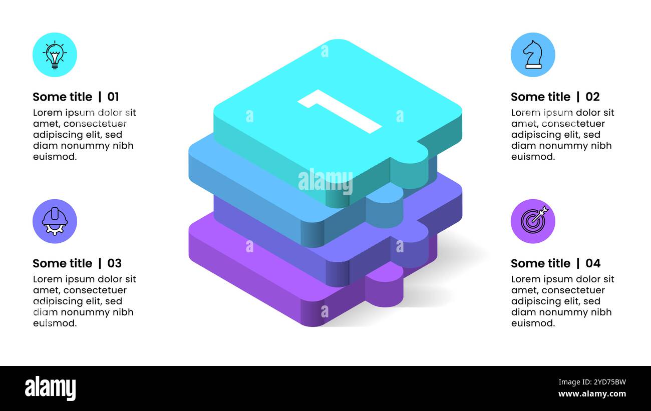 Infographic template with icons and 4 options or steps. Isometric puzzle. Can be used for ...