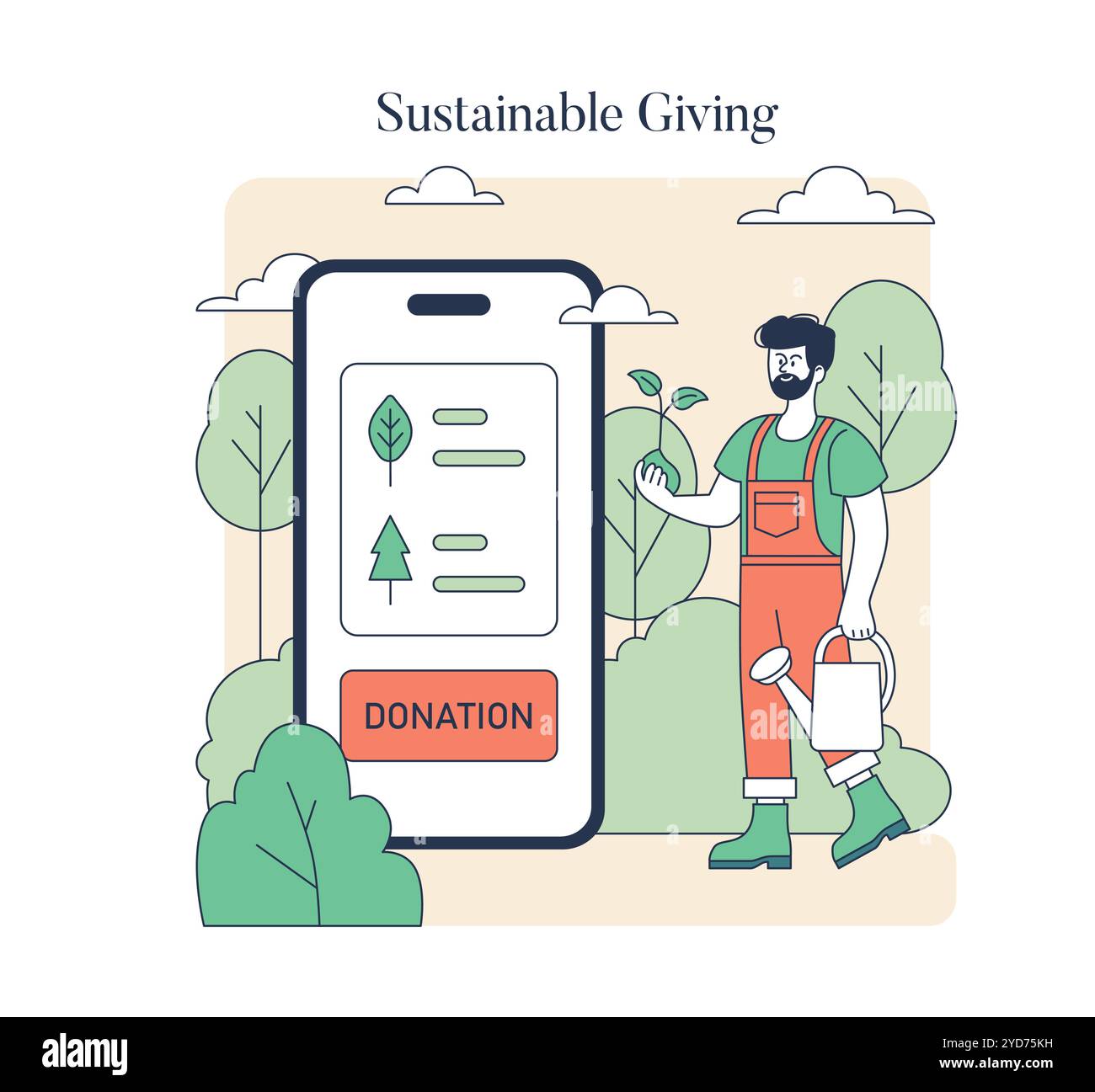 Giving Tuesday concept. An illustration showing digital donations ...