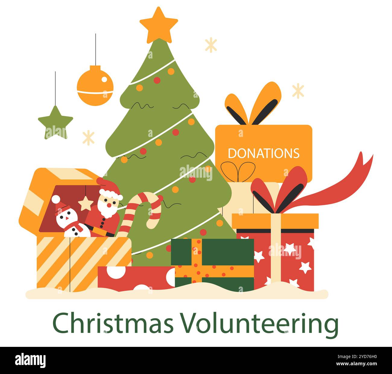 Christmas Volunteering concept. A festive illustration depicting ...