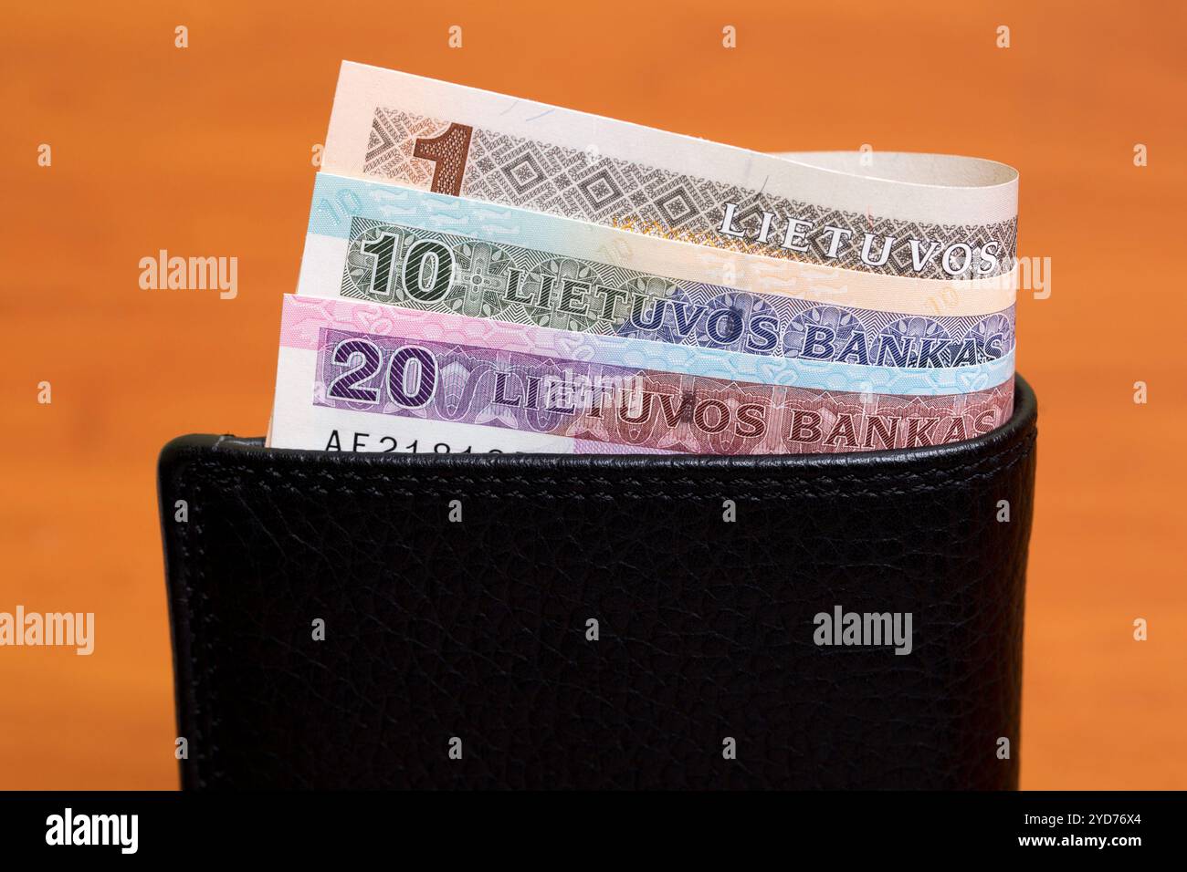 Lithuanian litas in the black wallet Stock Photo - Alamy