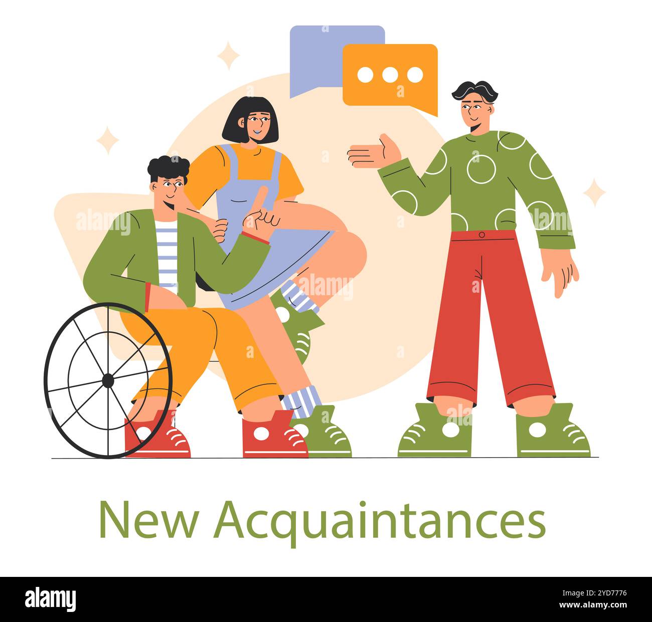 Inclusion concept. Diverse friends meeting, including a person in a ...