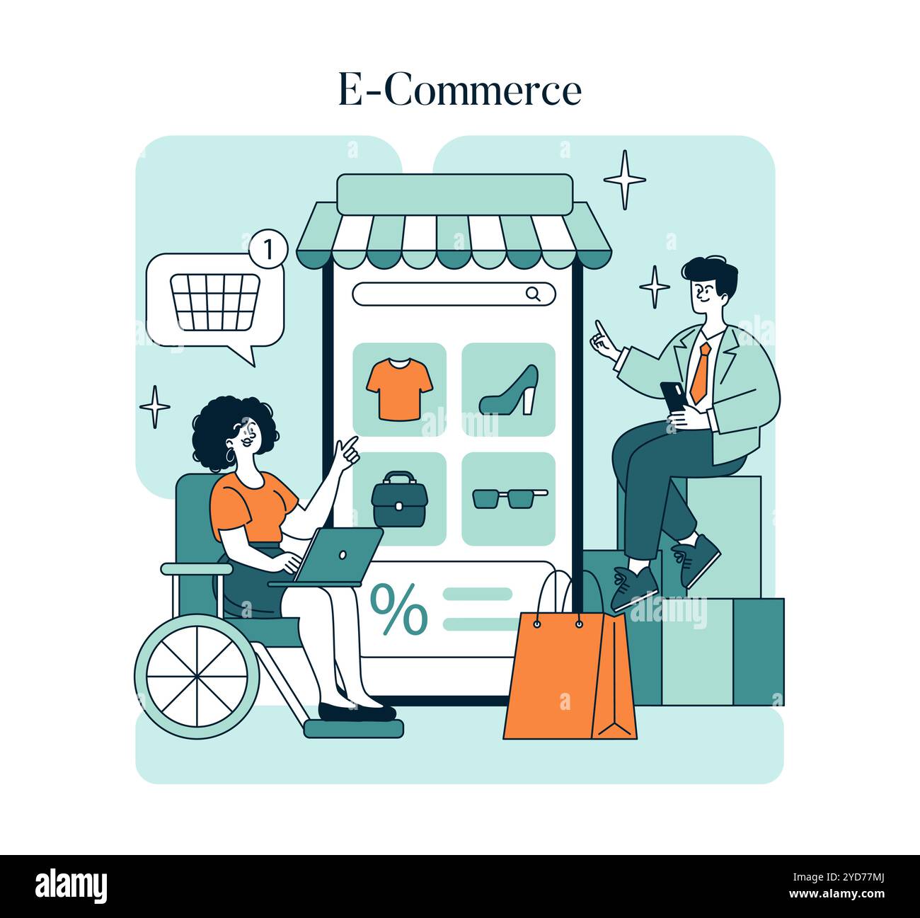 Small Business Saturday concept. Shoppers support local stores online ...