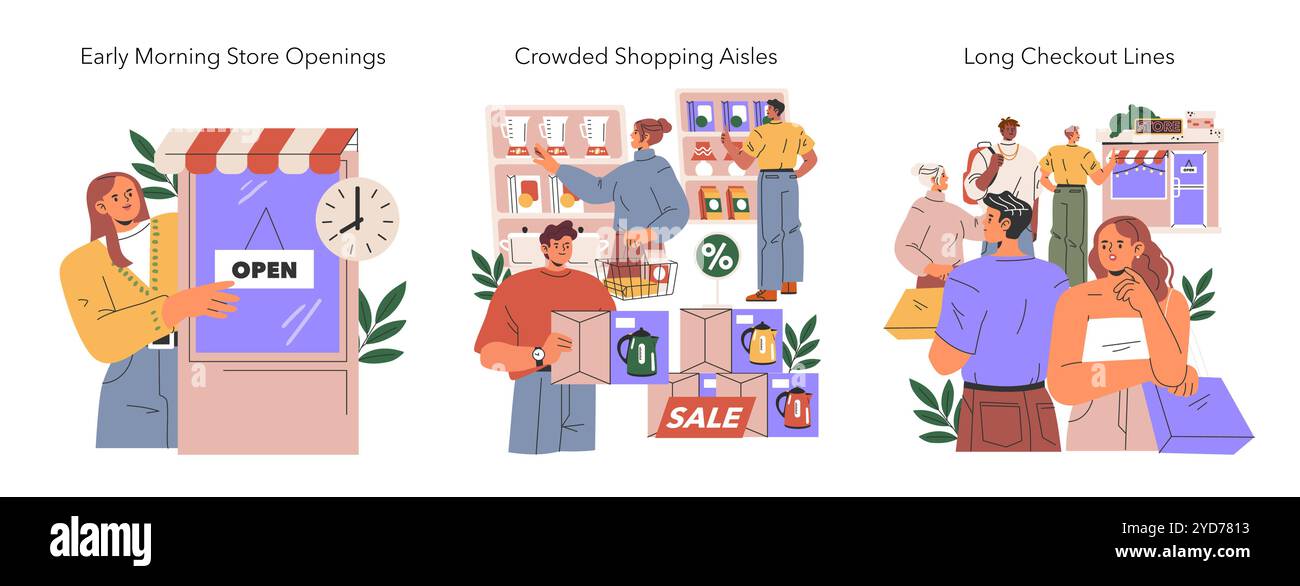Long checkout lines Stock Vector Images - Alamy