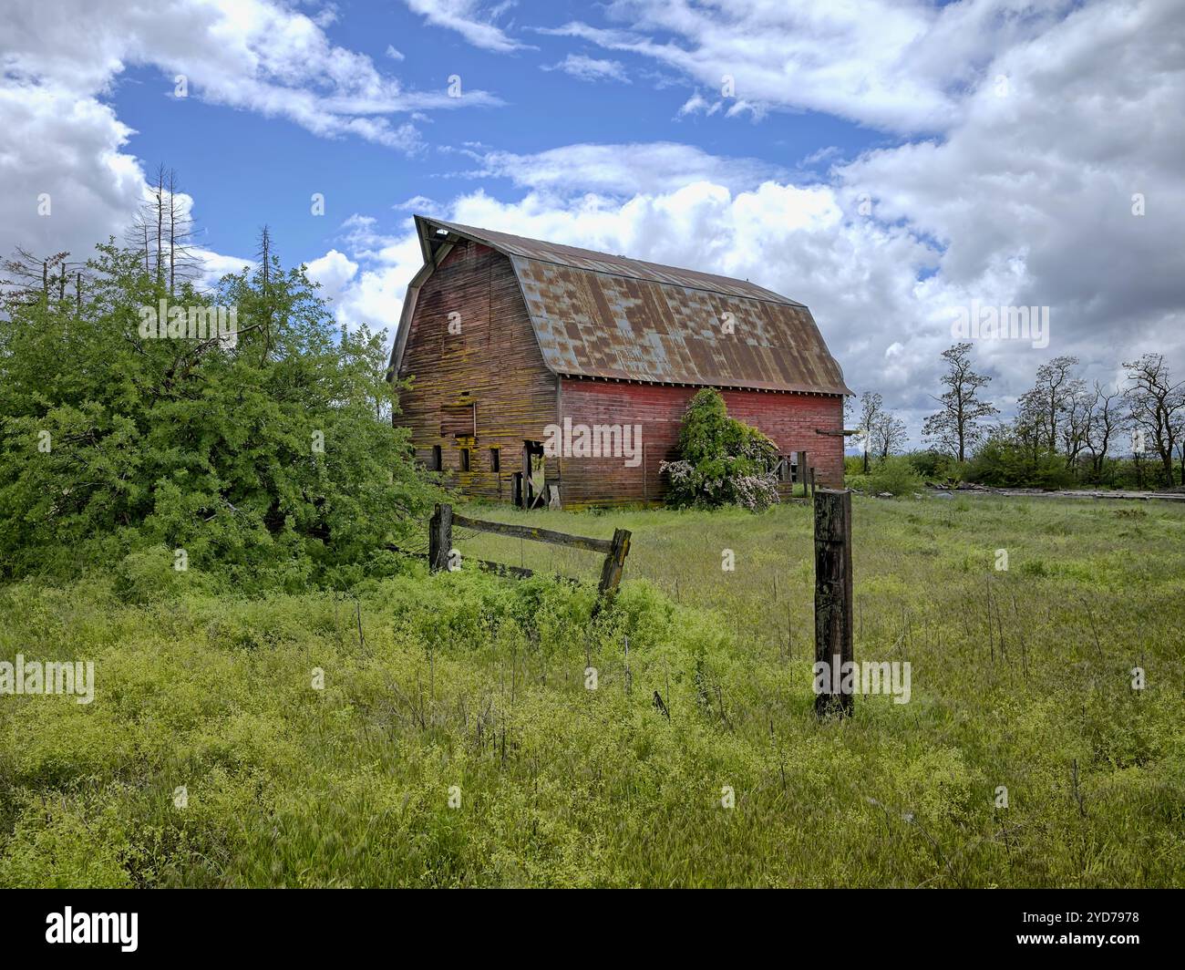Old red barn in the field Stock Photo - Alamy