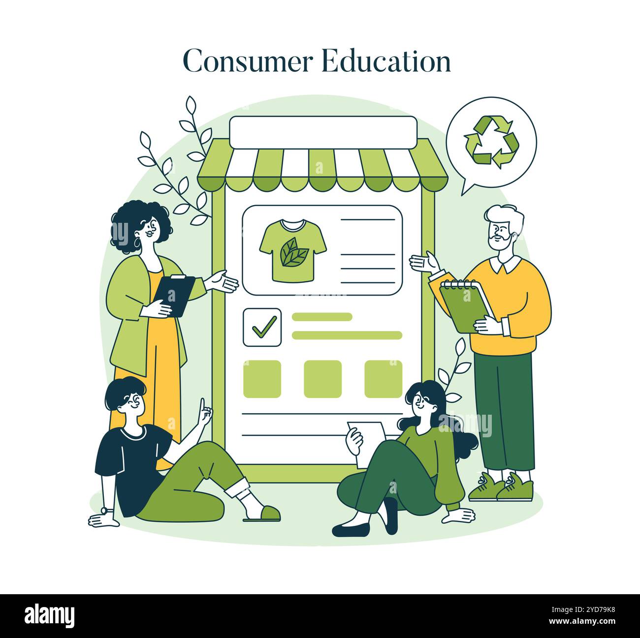 Eco-friendly fashion concept. People learn about sustainable clothing ...