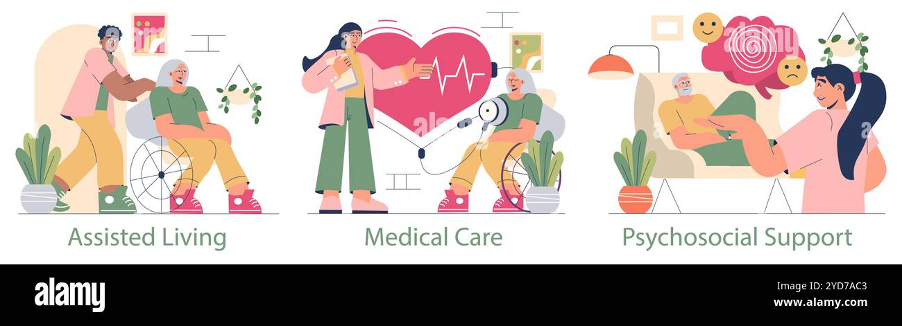 Nursing Home Set. Assisted living, medical care, and psychosocial ...