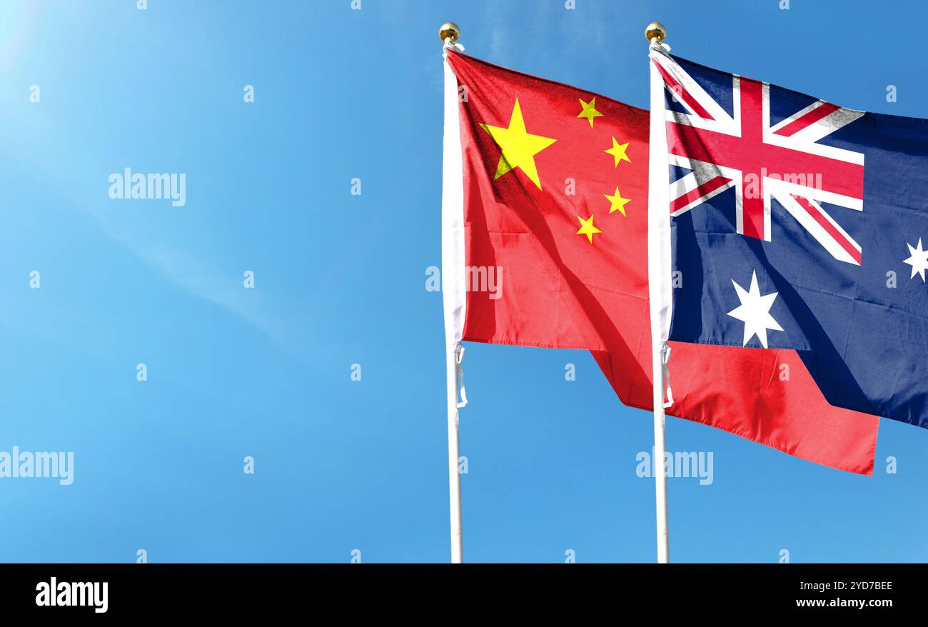 Australia flags waving in hi-res stock photography and images - Alamy