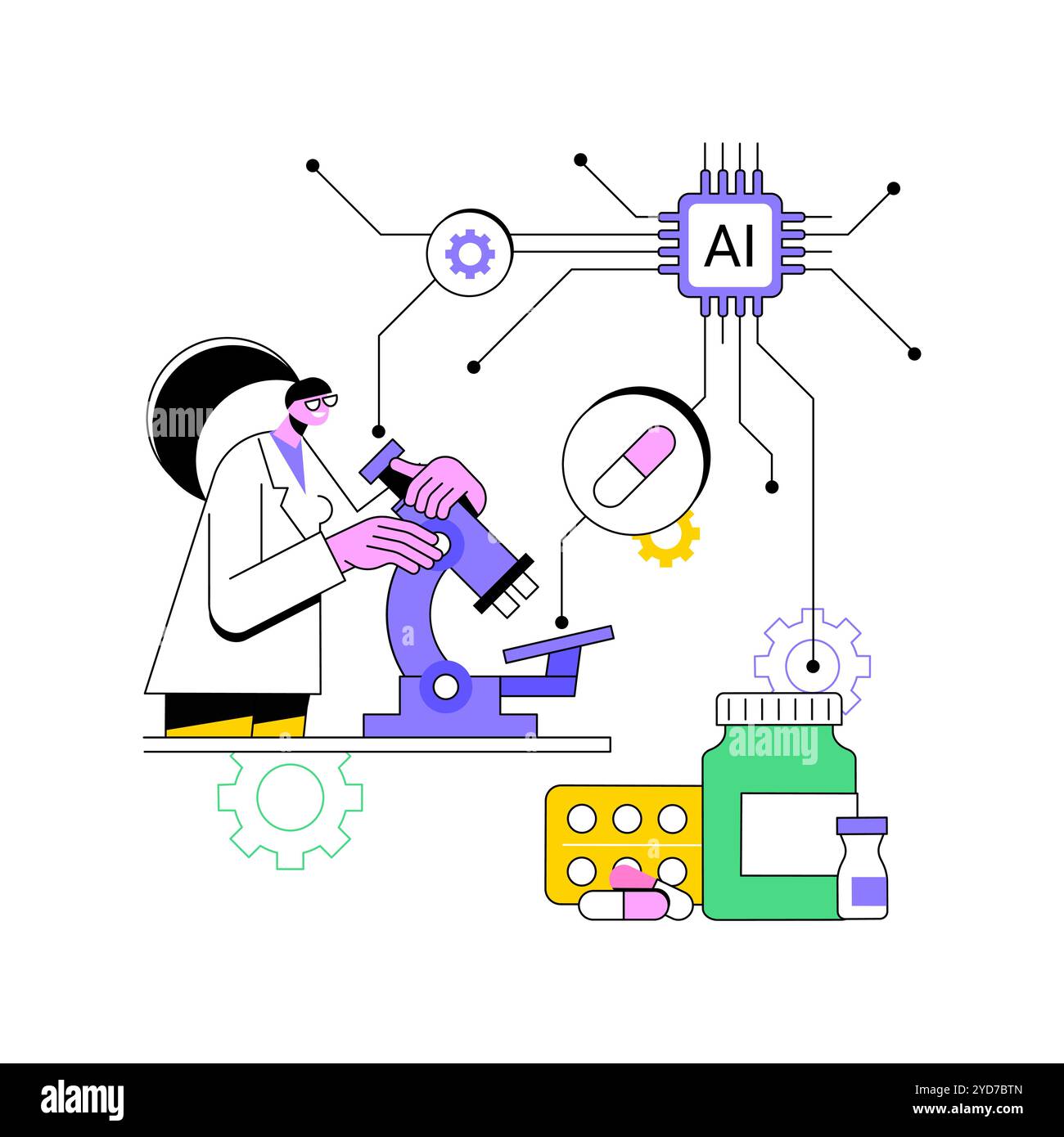 AI-Enhanced Drug Discovery abstract concept vector illustration Stock ...