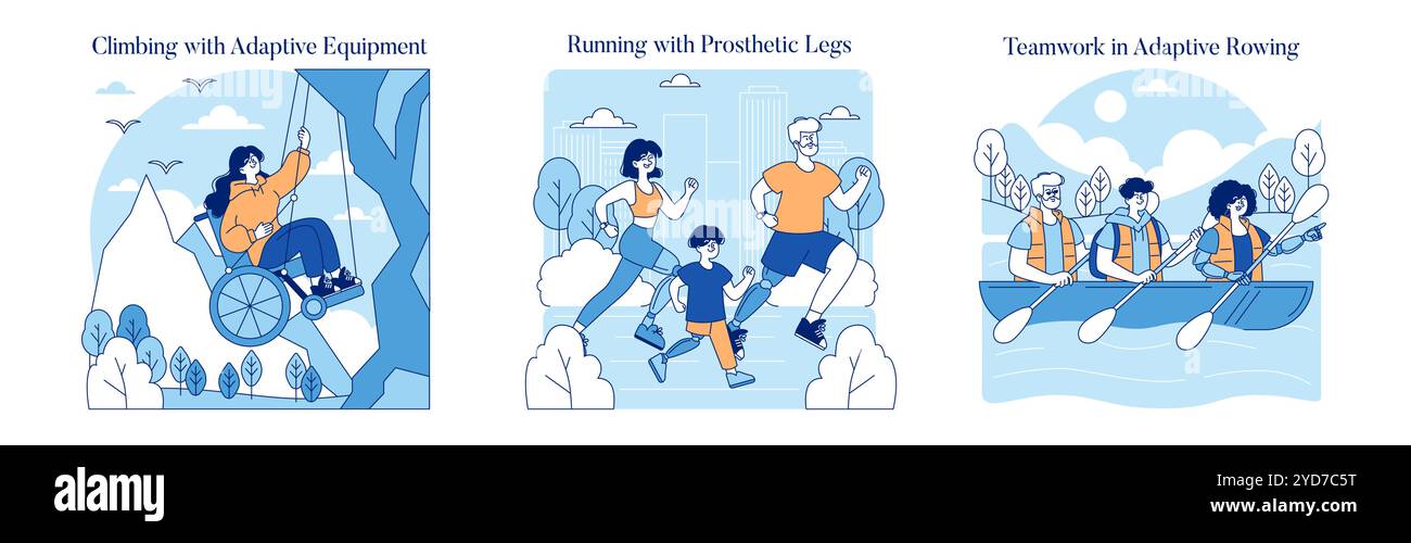 Sports for Disabled People set. Athletic pursuits highlighting ...
