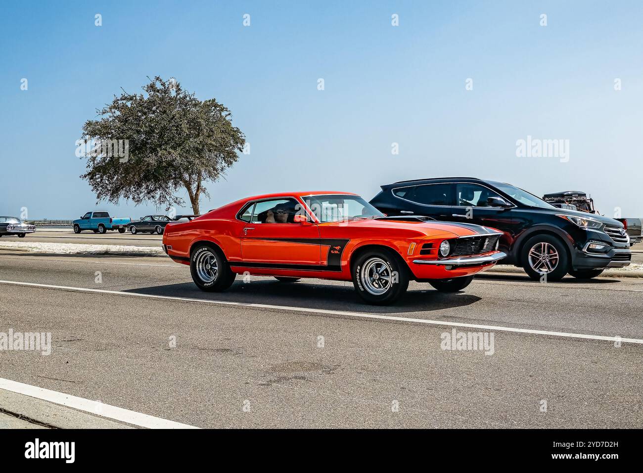 Gulfport, MS - October 04, 2023: Wide angle front corner view of a 1970 ...