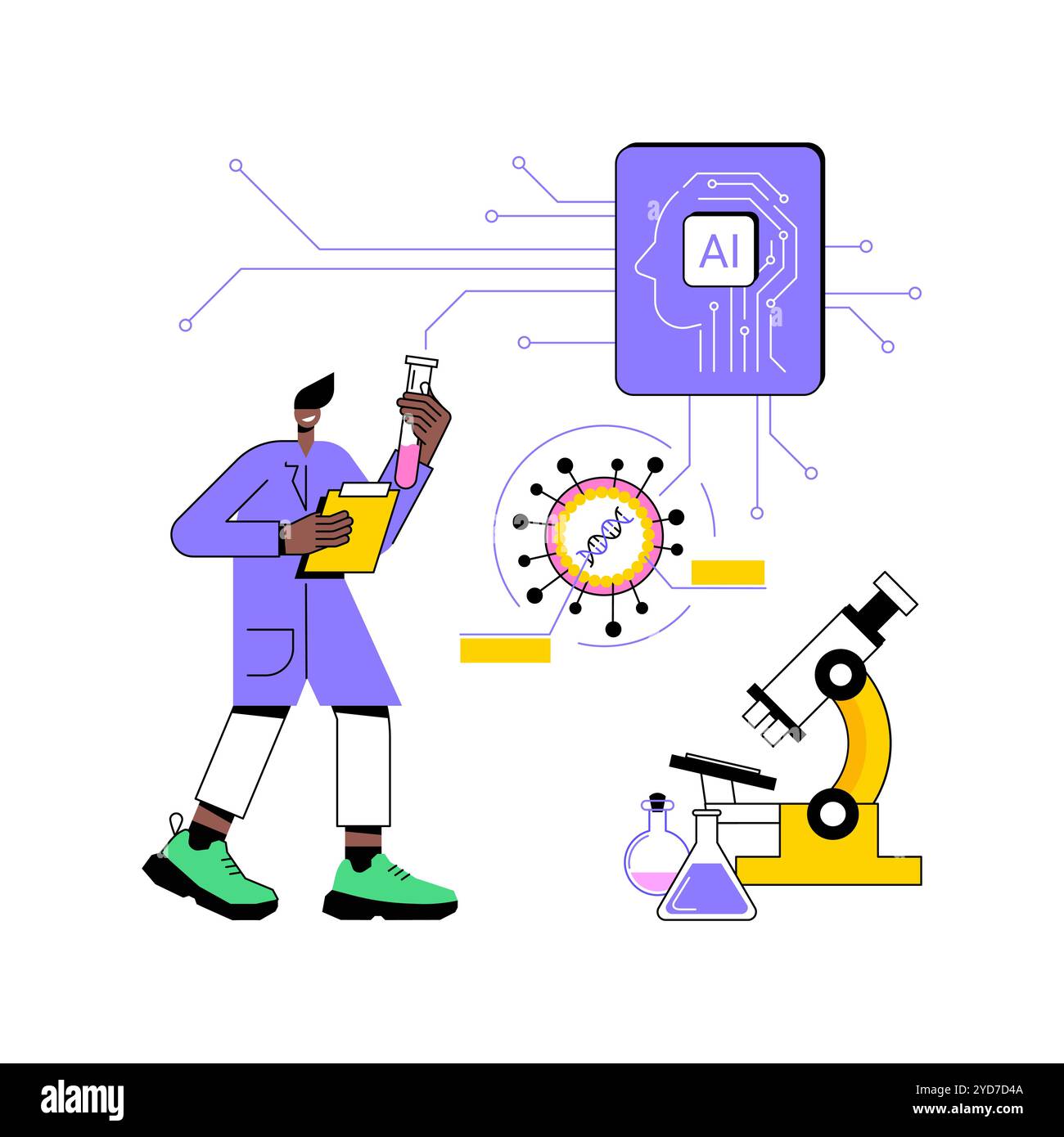 AI-Supported Medical Research abstract concept vector illustration ...