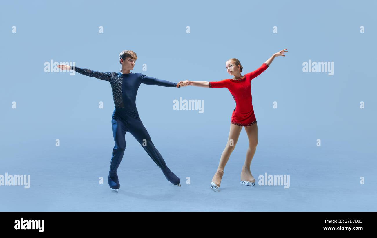 Figure skating duo showing off their flawless synchronization as they ...