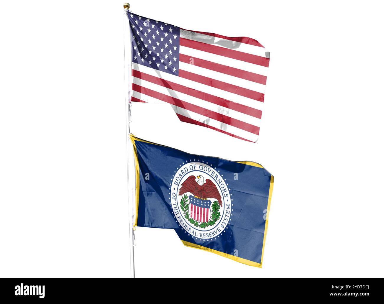 Twin Flags USA and Federal Reserve System, Fed Waving Flags with ...