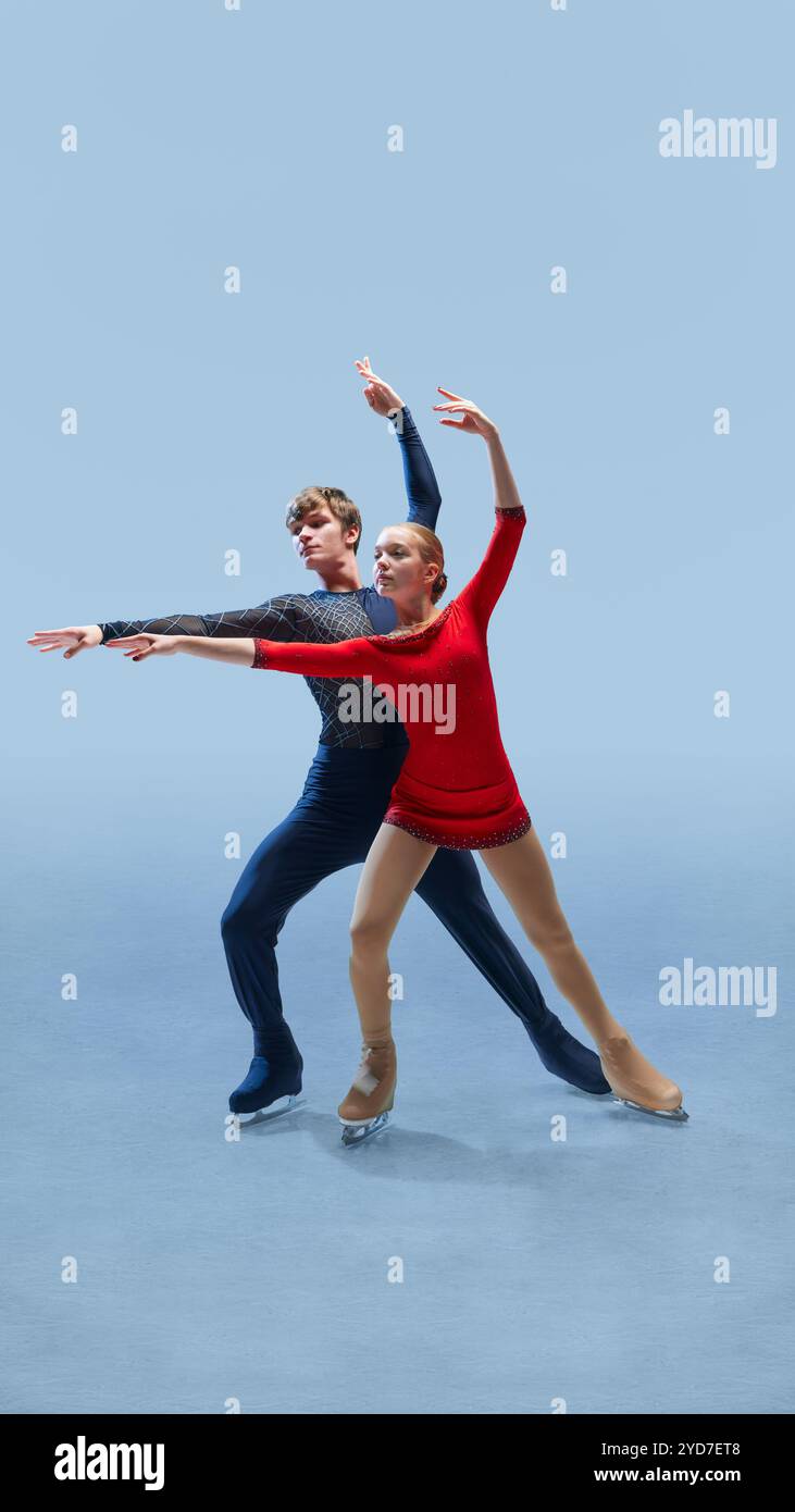 Dynamic movement. Figure skating duo captivates audience with their ...