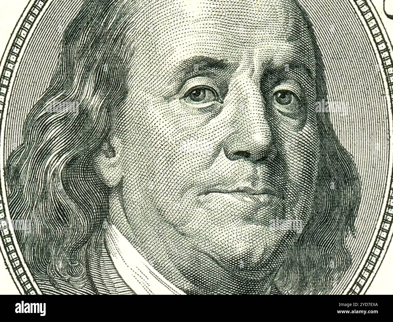 Macro close up of Ben Franklin's face on the US $100 dollar bill Stock Photo - Alamy
