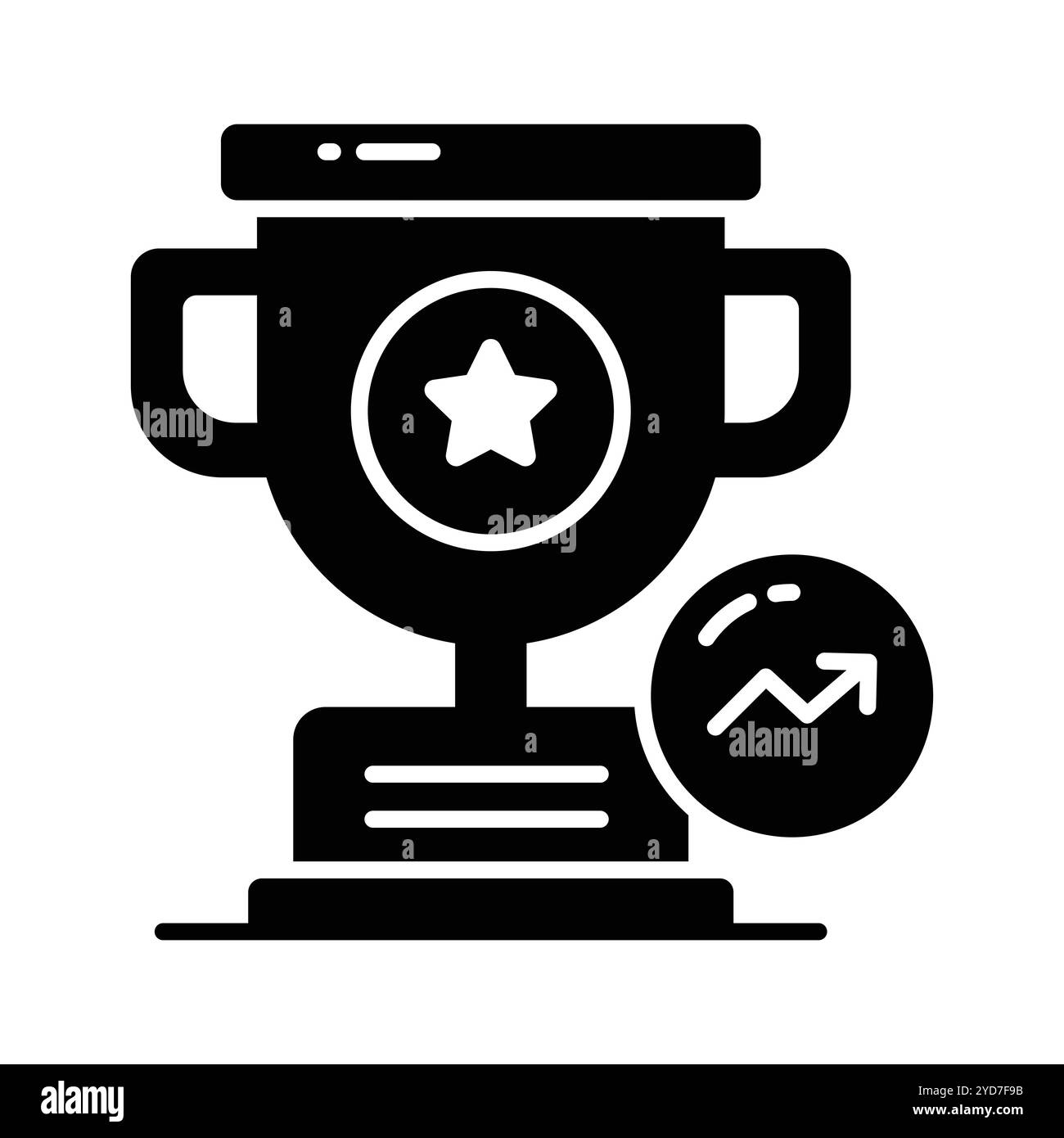 Trophy cup with growth chart showing concept icon of success chart ...