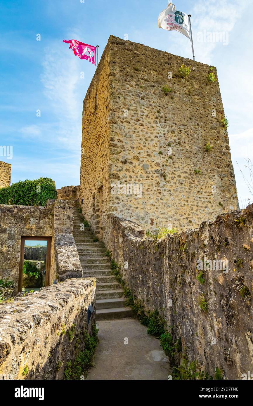 Square watchtower. The Chateau de la Madeleine in Chevreuse is example ...