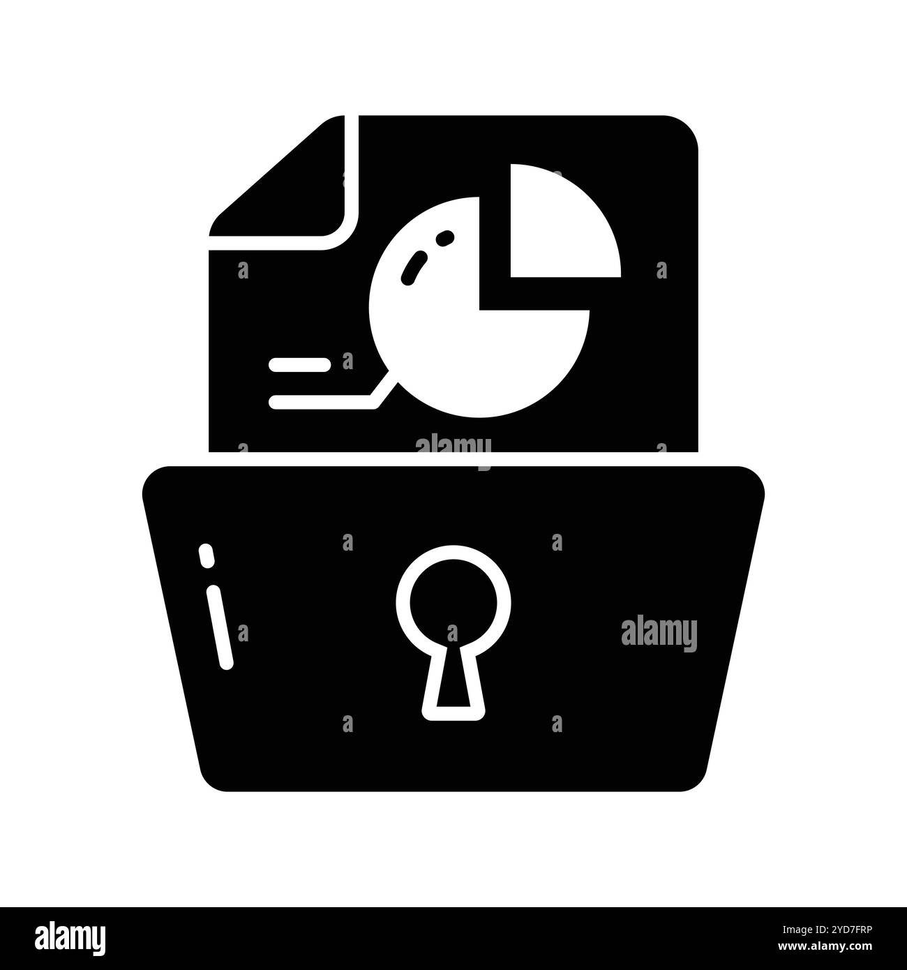 Pie chart on page with keyhole showing concept vector of secure data analysis Stock Vector Image ...