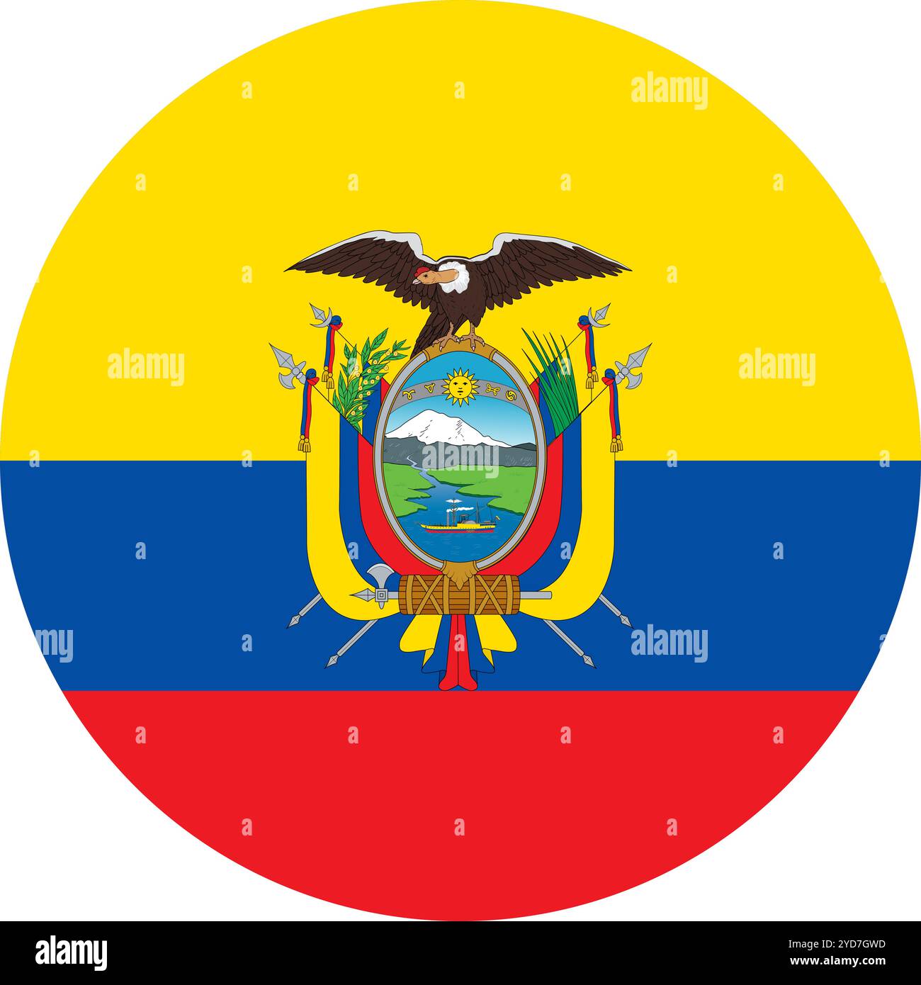 Ecuador Circle Flag, Circle Flag of Ecuador, Vector Images Stock Vector ...