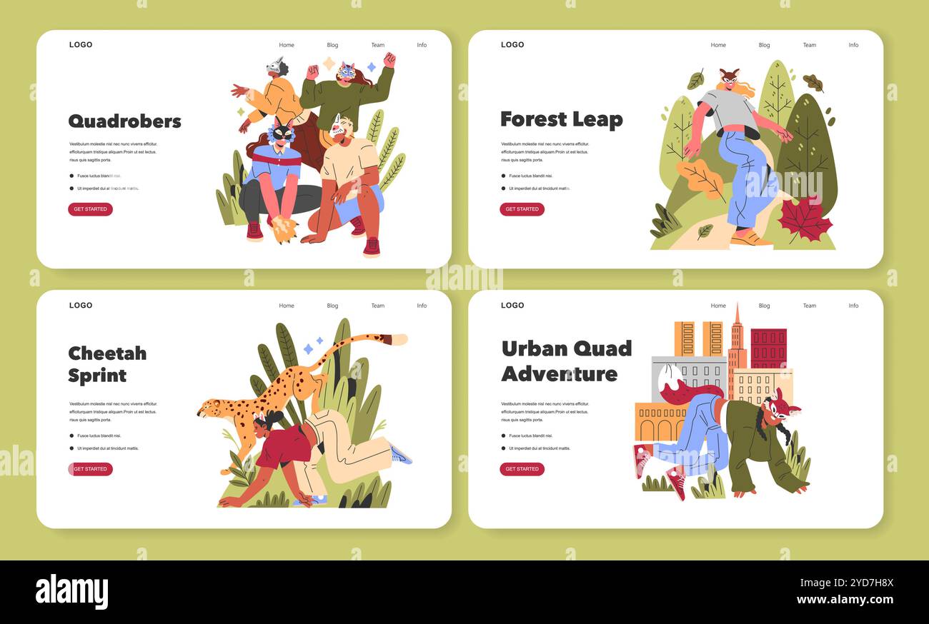 Adventure website set. Engaging illustrations for outdoor activities ...