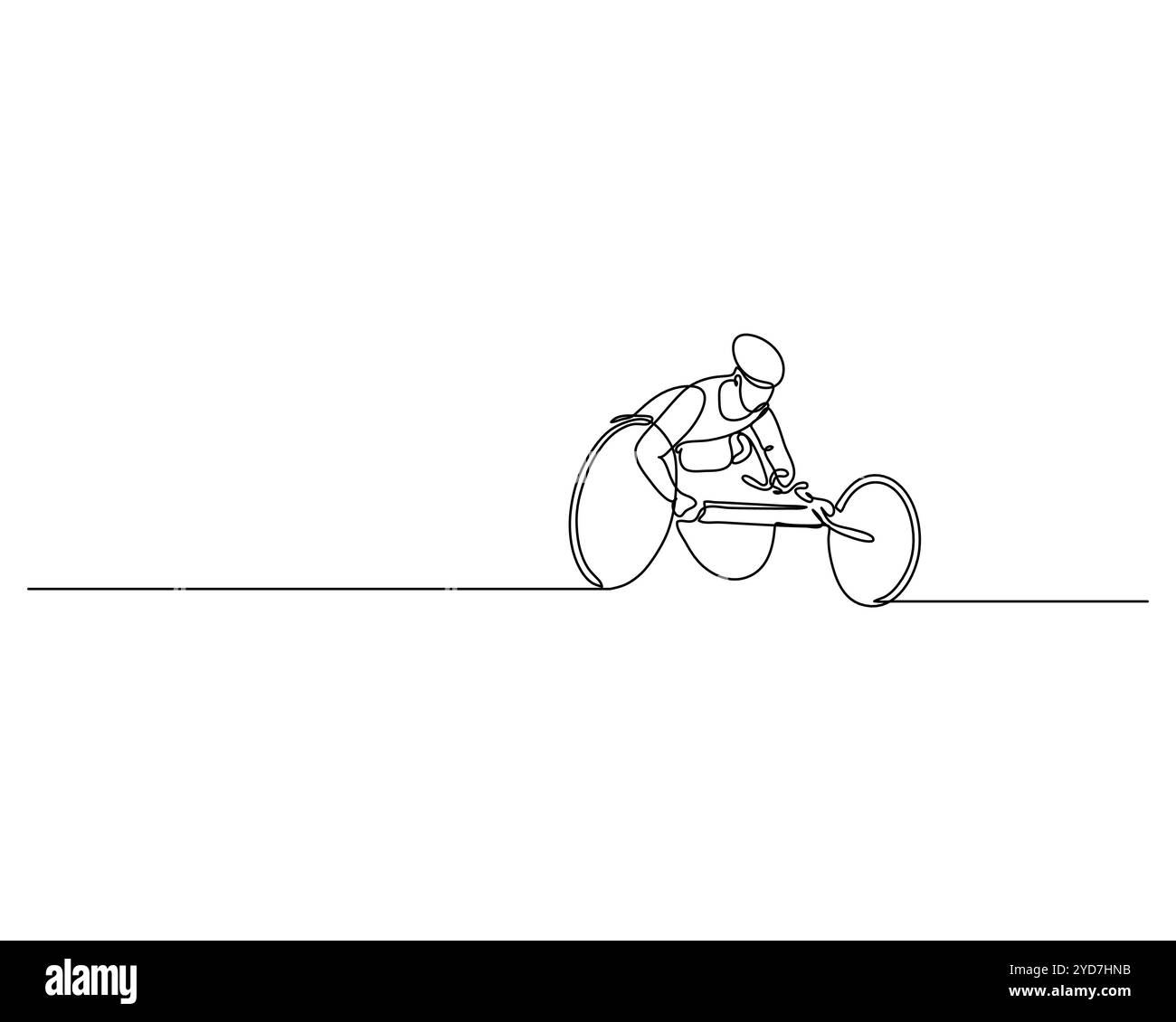 Single line drawing of a determined athlete in a wheelchair, showcasing ...