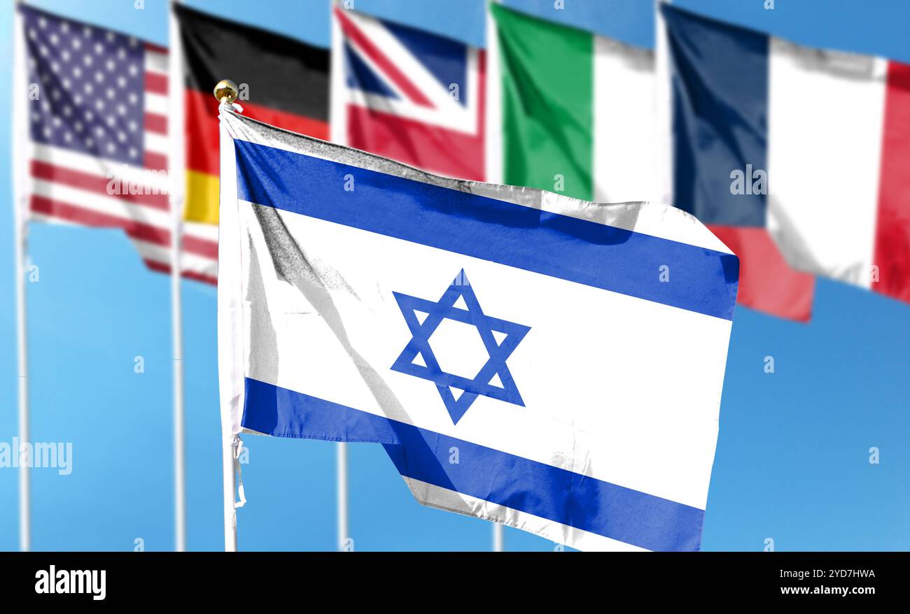 Flags of Israel and USA.France.Germany.UK.Italy. Depicts support from ...