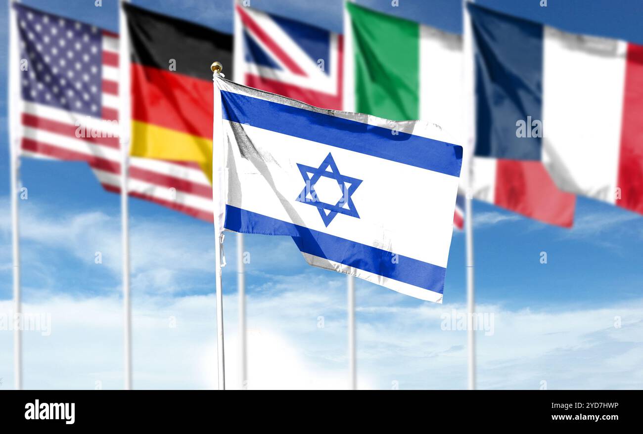 Flags of Israel and USA.France.Germany.UK.Italy. Depicts support from ...